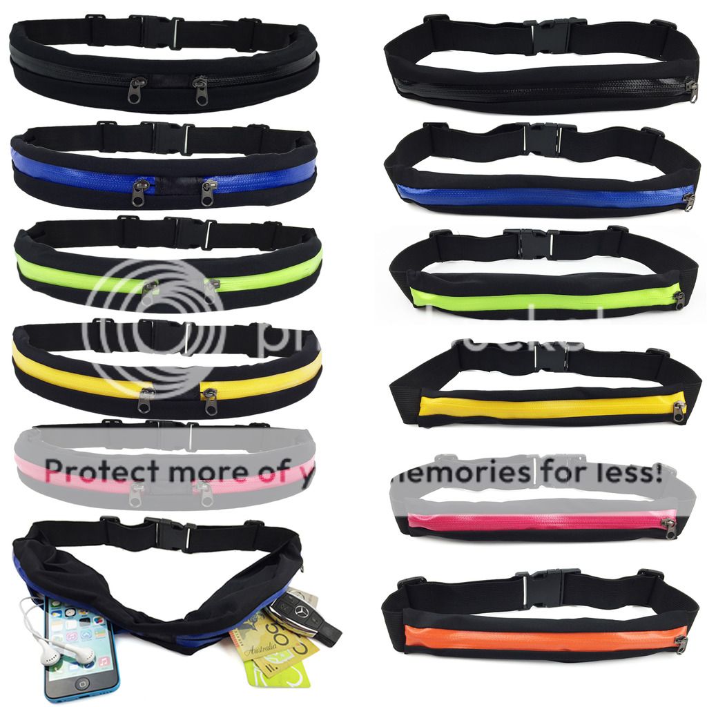 Running Waist Pocket Zip Belt Lycra Pouch Bum Bag Hiking Cycling ...